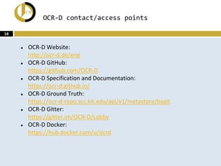 OCR-D: An end-to-end open source OCR framework for historical printed documents | PPT