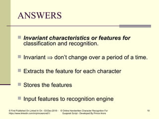 Online Intelligent Character Recognition For Gujarati Script (Indian ...