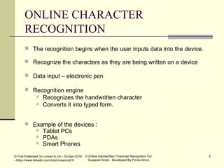 Online Intelligent Character Recognition For Gujarati Script (Indian ...