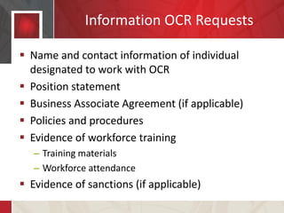 OCR Enforcement Update: Under 500 Breach Investigations and Inner ...