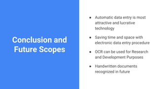 OCR Presentation (Optical Character Recognition) | PPTX