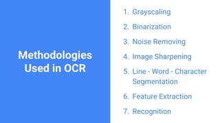 OCR Presentation (Optical Character Recognition) | PPTX