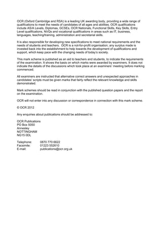 Ocr gcse media studies exam mark scheme | PDF