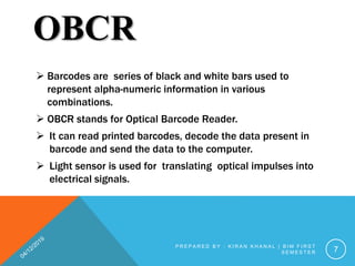 OCR, OBCR, OMR, MICR | PPTX