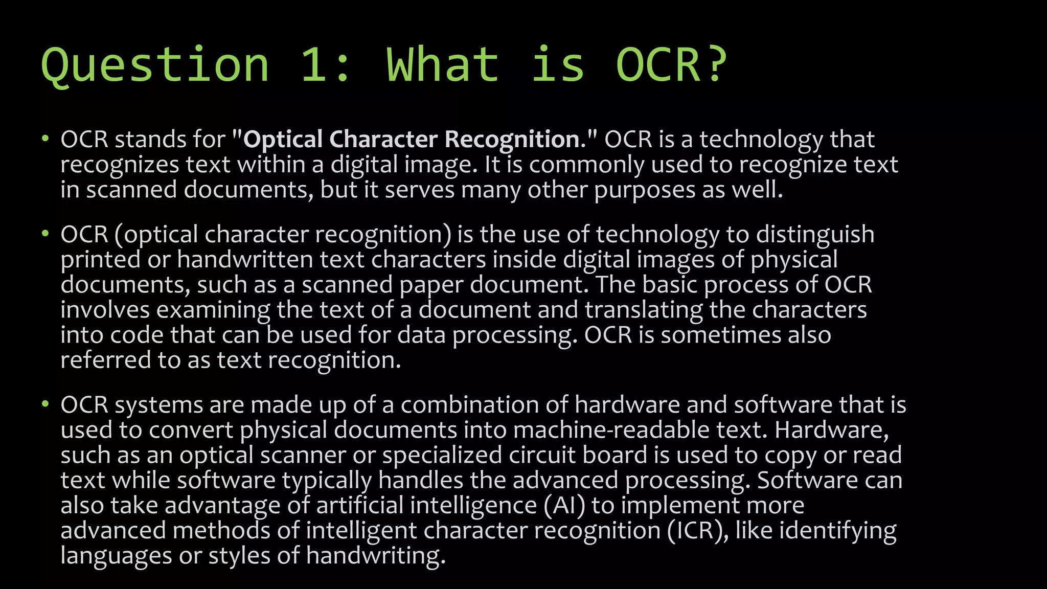 OCR (Optical Character Recognition) | PPTX | Desktop Publishing | Computer Software and Applications
