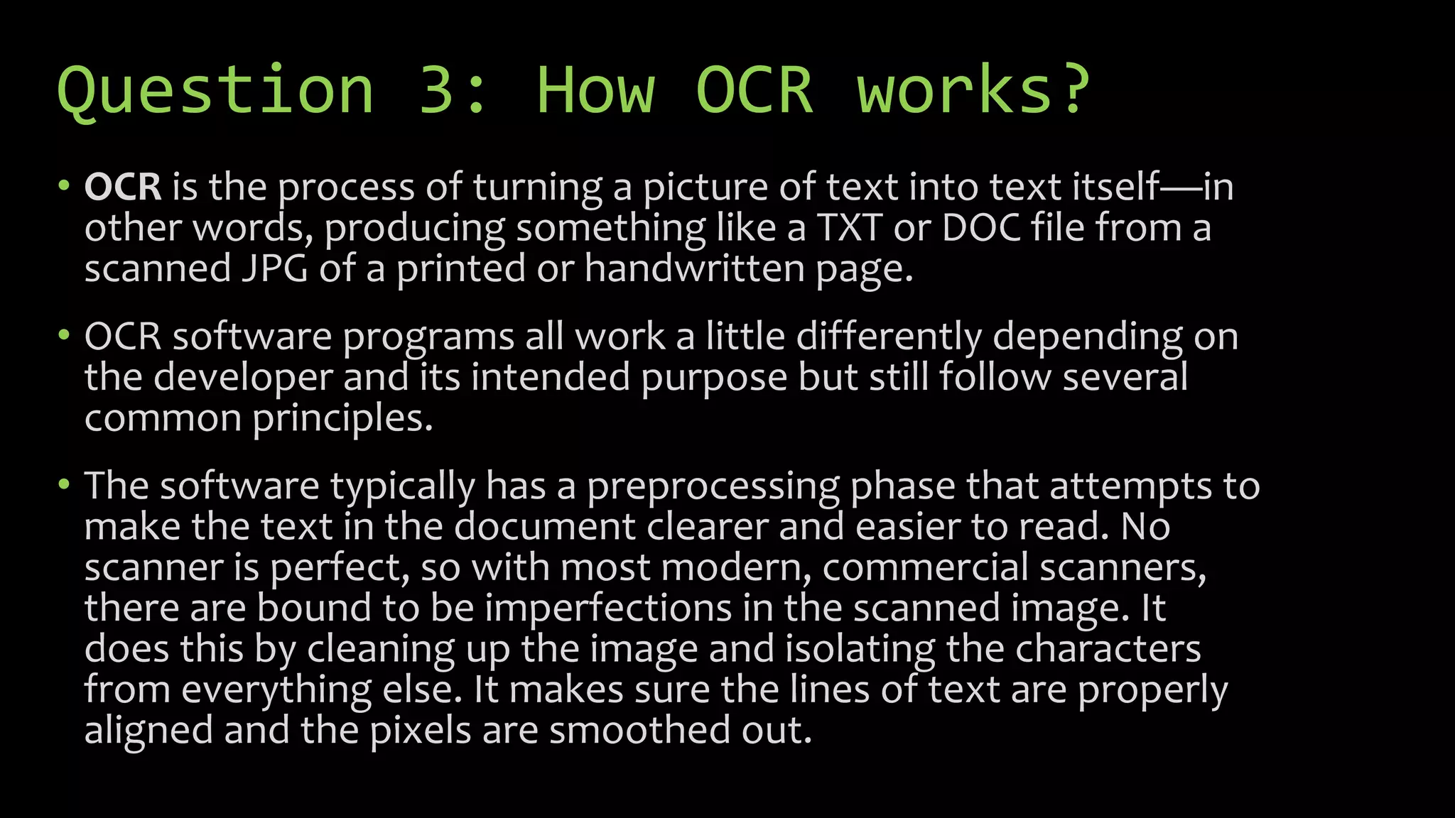 OCR (Optical Character Recognition) | PPTX | Desktop Publishing | Computer Software and Applications