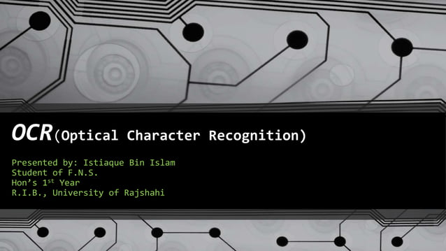 OCR (Optical Character Recognition) | PPT