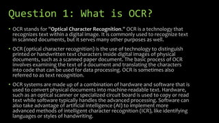 OCR (Optical Character Recognition) | PPTX