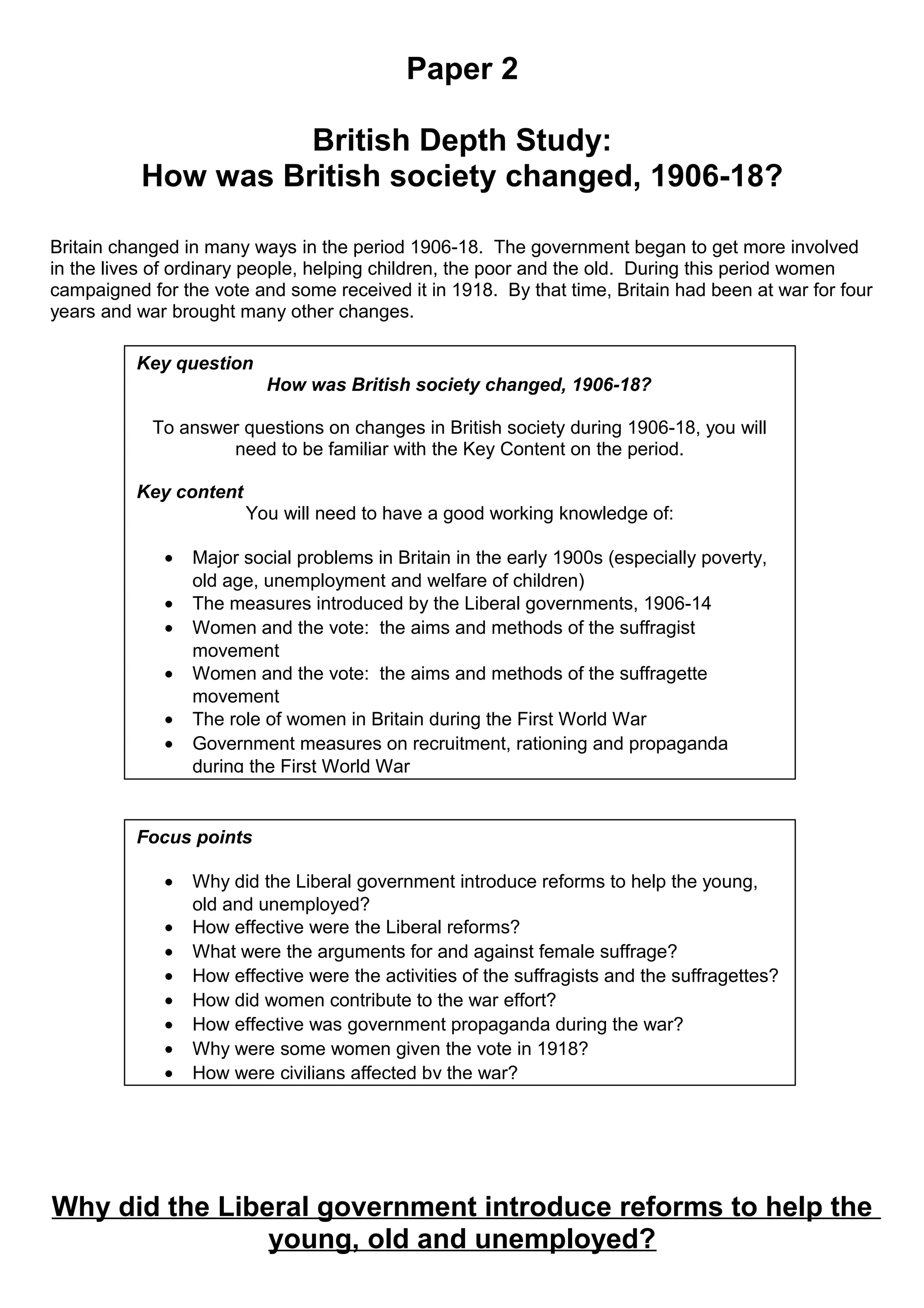 OCR GCSE Modern World History Paper 2 Study Guide | DOC