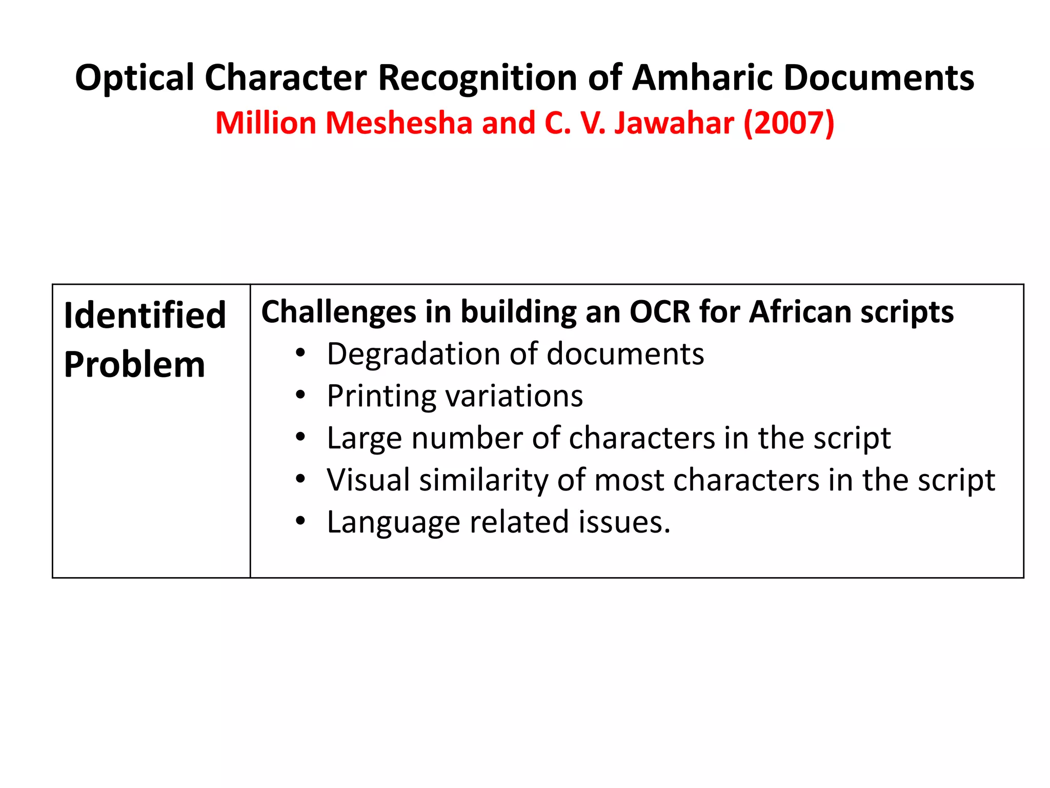 Optical Character Recognition (OCR) based Retrieval | PPTX