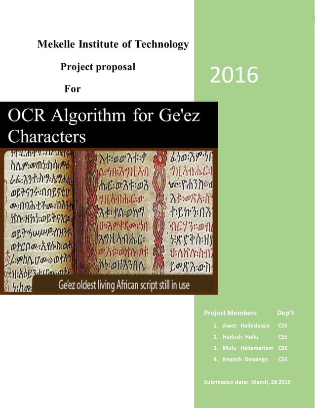 Optical character recognition for Ge'ez characters | PDF