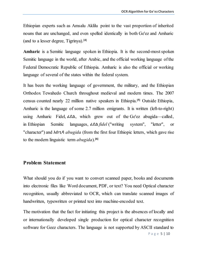 Optical character recognition for Ge'ez characters | PDF