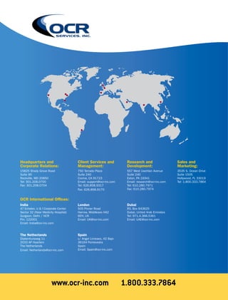 OCR Services Corporate Brochure | PDF