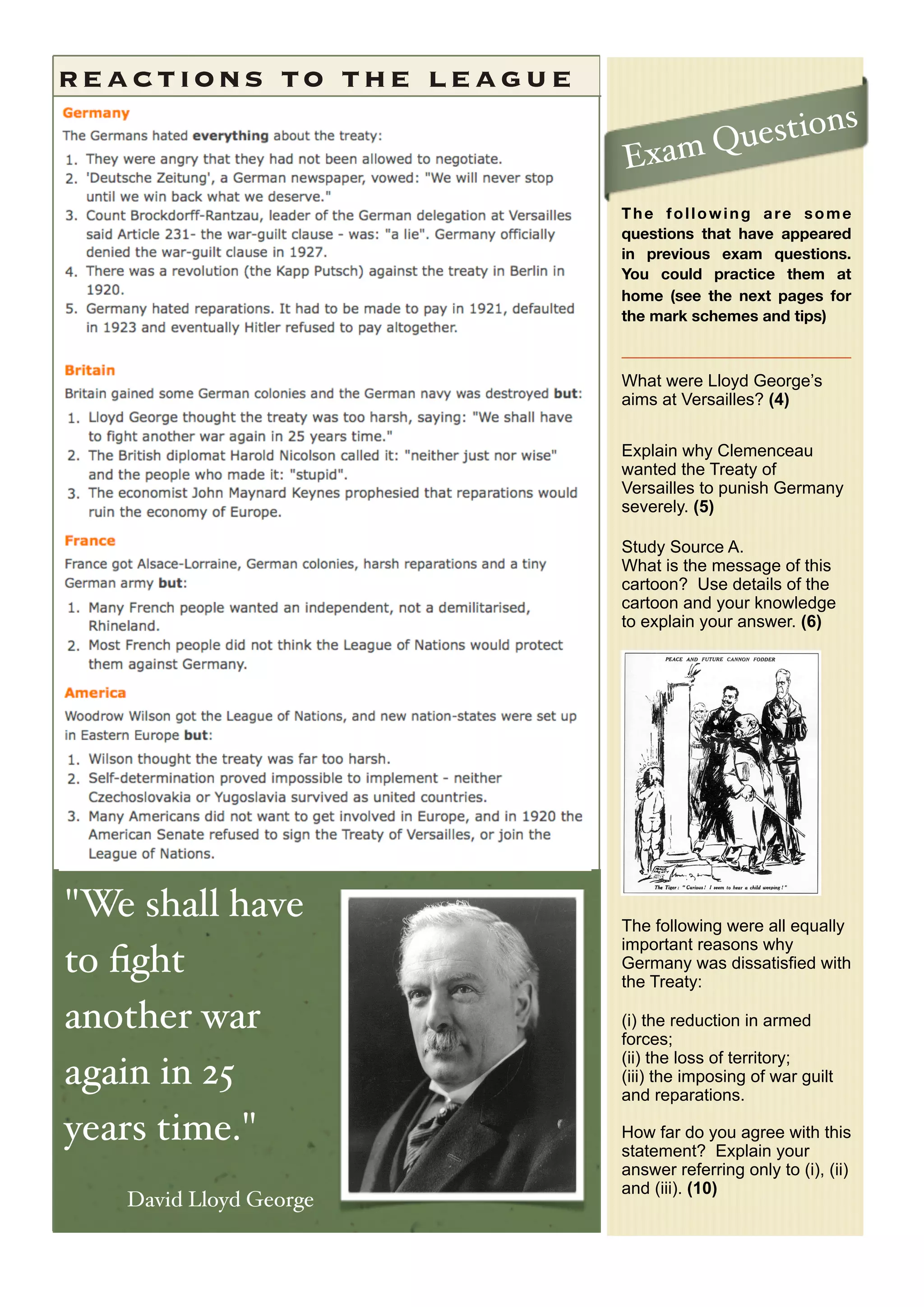 Treaty of Versailles Revision booklet | PDF