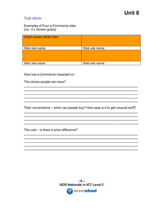 Ocr unit 8 work book v3 | DOC