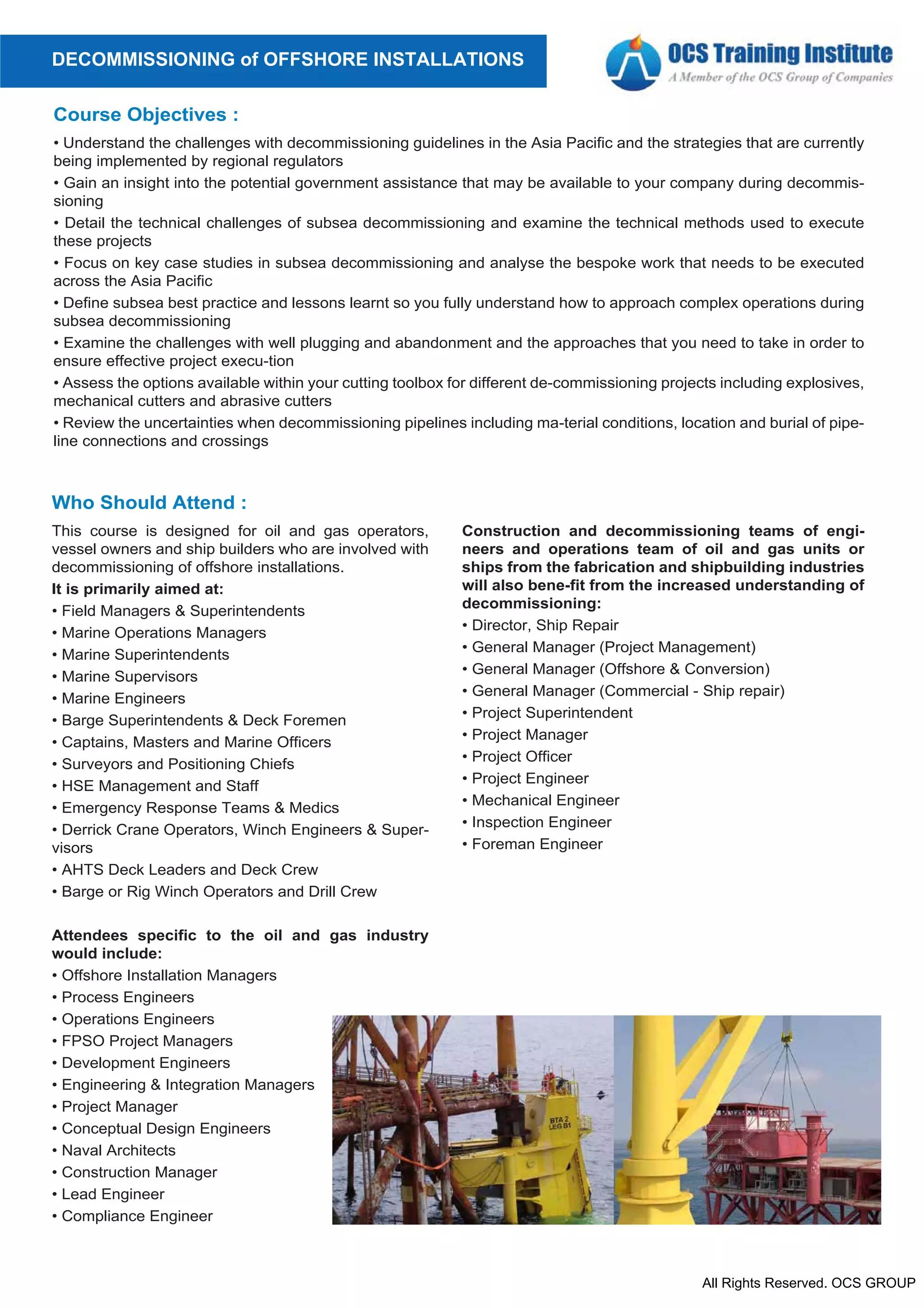 Decommissioning of Offshore Installations | PDF
