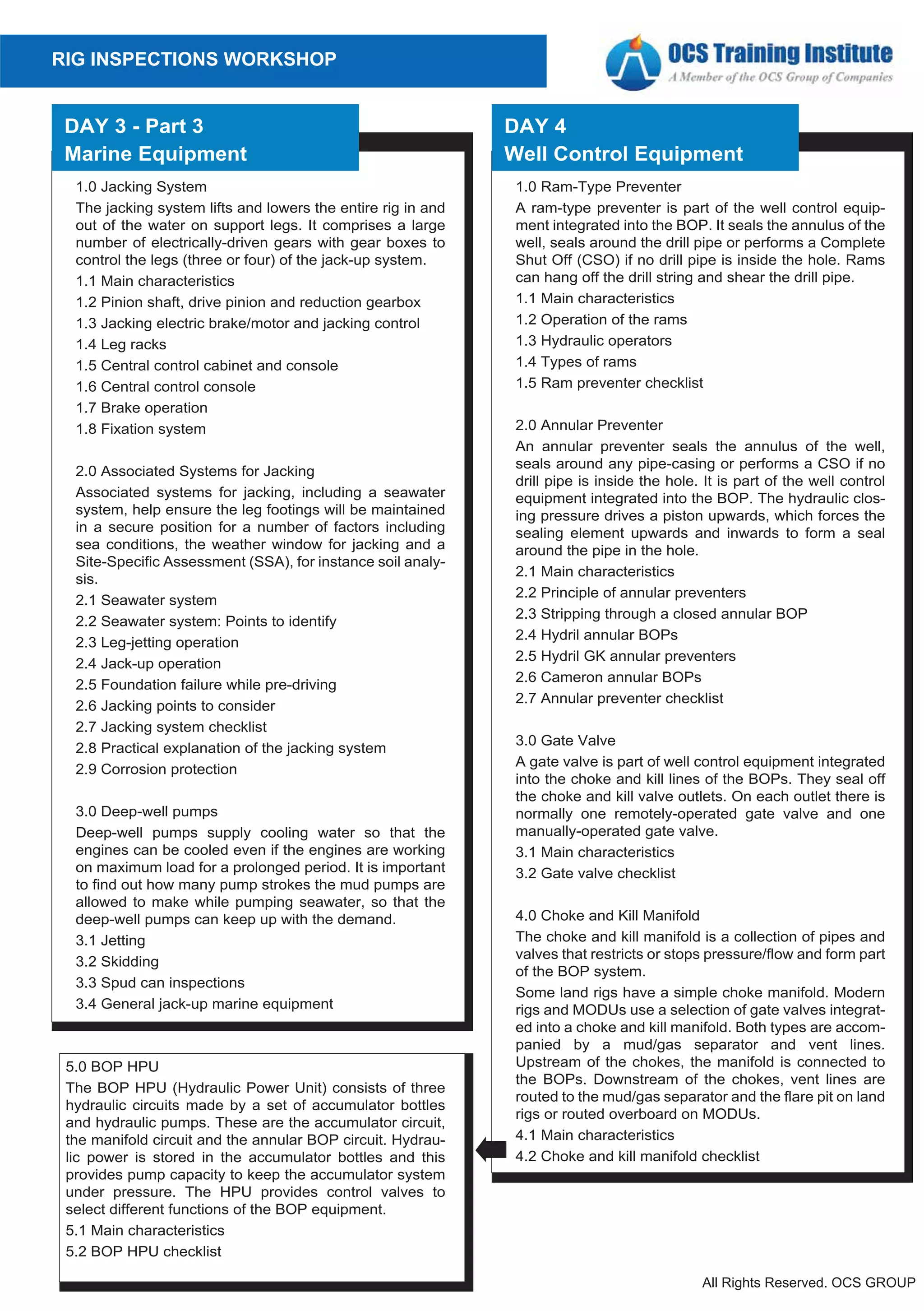 "Rig Inspection Workshop - accredited by OCS Training Institute ...