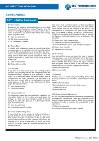 "Rig Inspection Workshop - accredited by OCS Training Institute ...