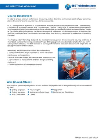 OCS - Rig Inspection Workshop - accredited by IADC | PDF