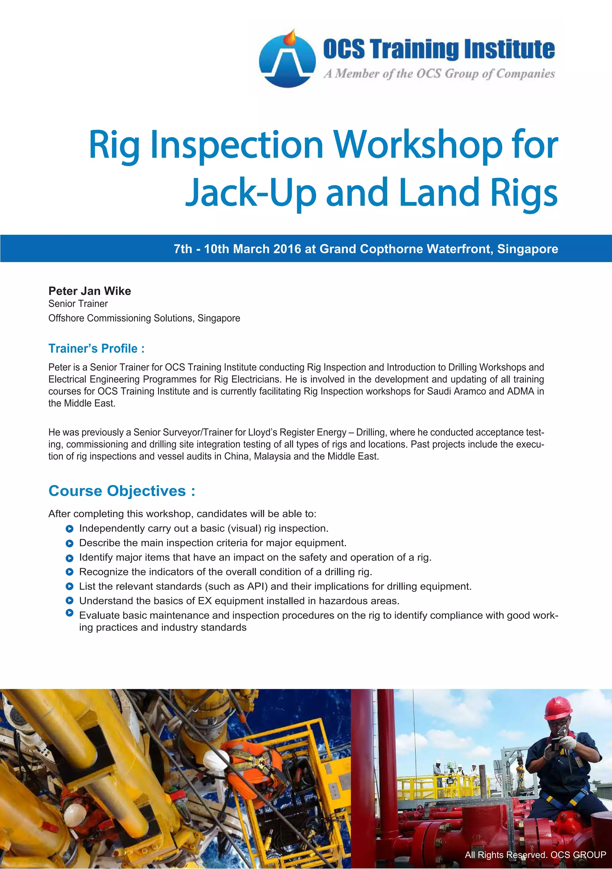 "Rig Inspection Workshop - accredited by OCS Training Institute” | PDF
