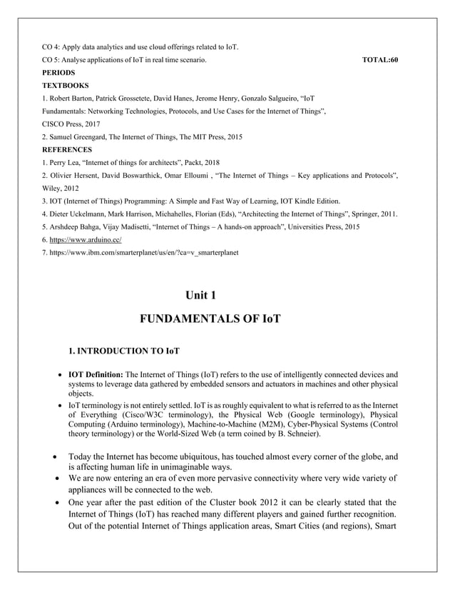Ocs352 Iot Concepts And Application 5 Notespdf Internet Of Things