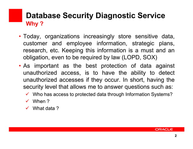Oracle Database Security Diagnostic Service | PDF