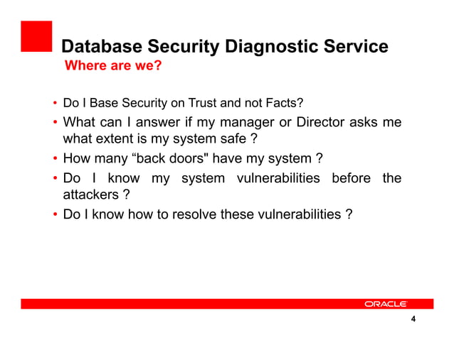 Oracle Database Security Diagnostic Service | PDF