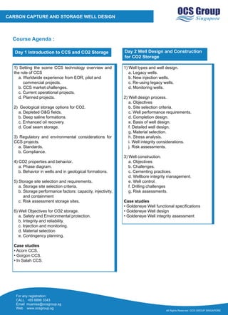 OCS GROUP SG - CCS WELL DESIGN - 3 days TRAINING | PDF