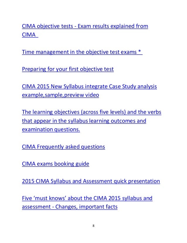 CIMA OCS (Operational Case study ) August 2020 Resources