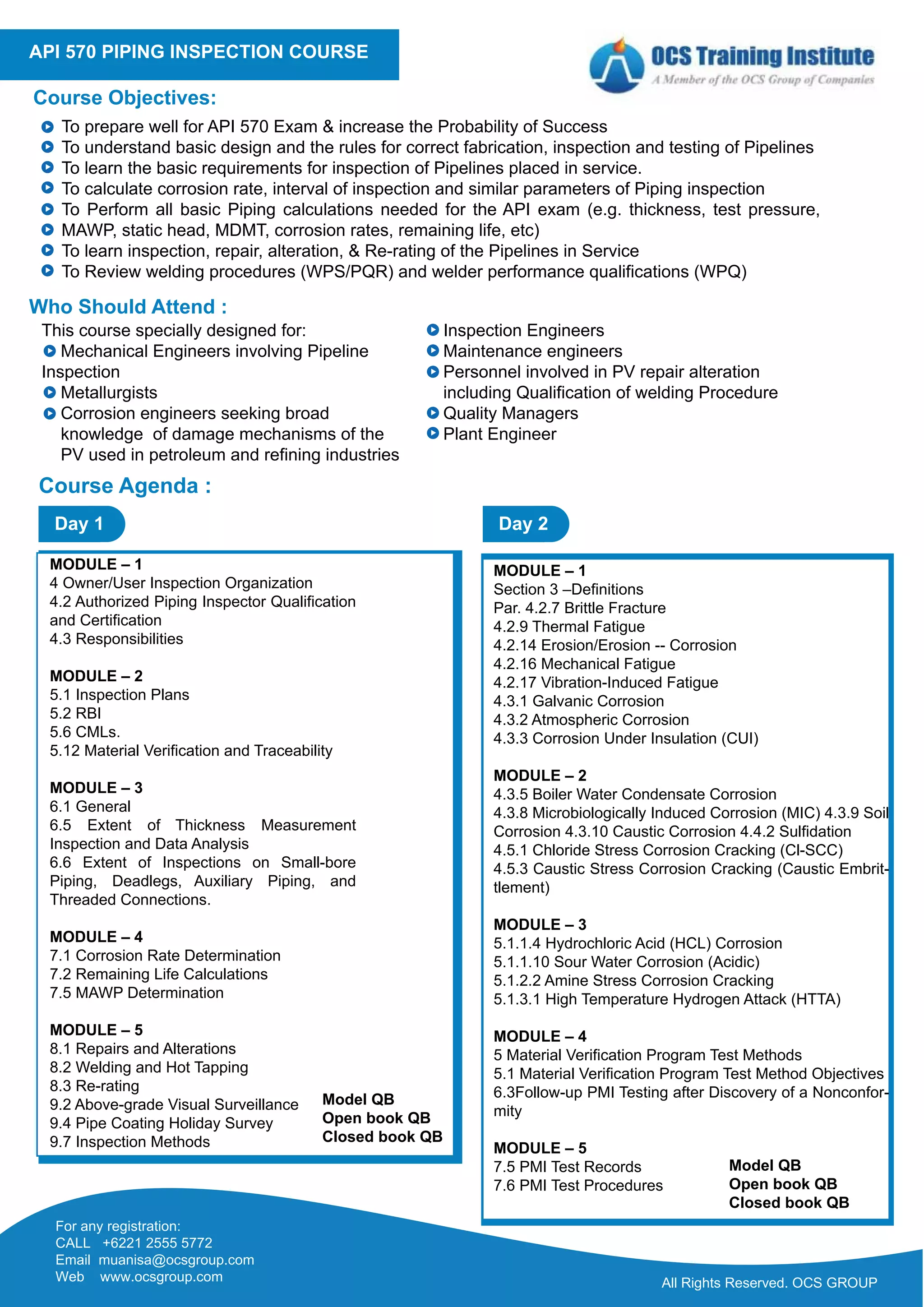 OCS Training - API 570 piping inspection course | PDF