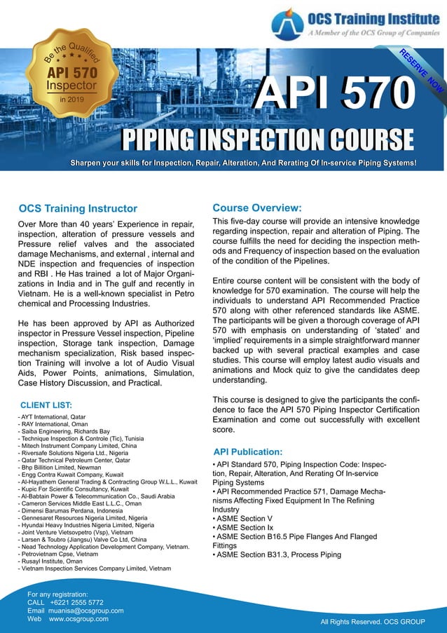 OCS Training - API 570 piping inspection course | PDF