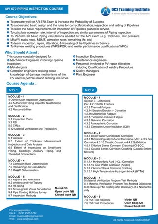 OCS Training - API 570 piping inspection course | PDF