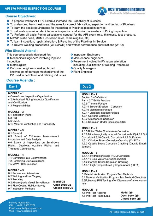 OCS Training - API 570 piping inspection course | PDF