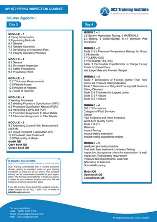OCS Training - API 570 piping inspection course | PDF