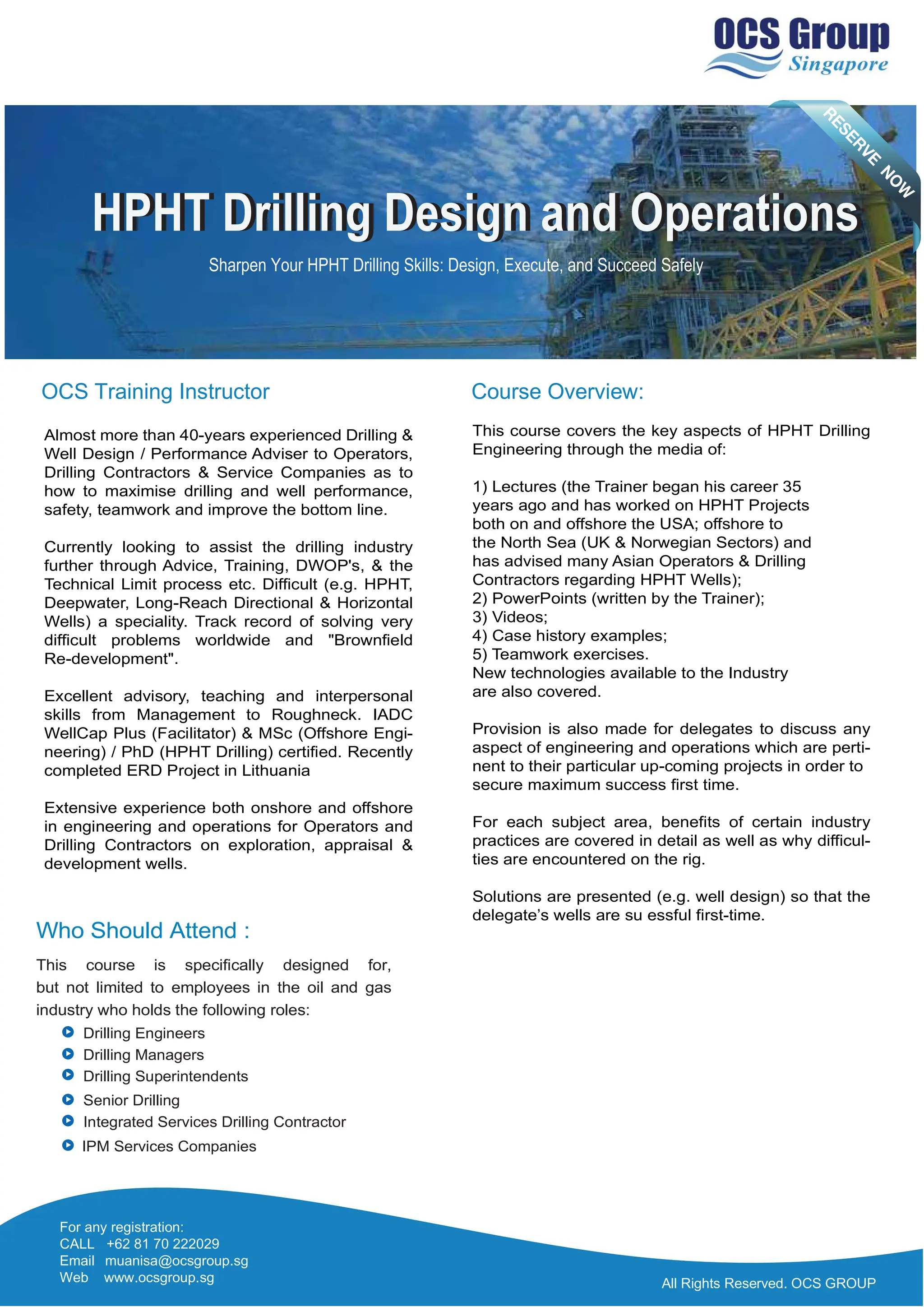 OCS TRAINING - HPHT DRILLING DESIGN AND OPERATION 5 DAYS - PUBLIC ...