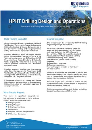 OCS TRAINING - HPHT DRILLING DESIGN AND OPERATION 5 DAYS - PUBLIC ...