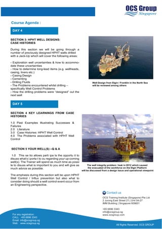 OCS TRAINING - HPHT DRILLING DESIGN AND OPERATION 5 DAYS - PUBLIC ...