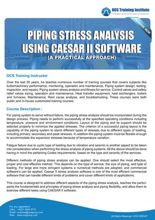 Ocs training - piping stress analysis using caesar ii software | PDF | Science