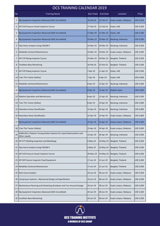 OCS Training calendar 2019 catalog | PDF