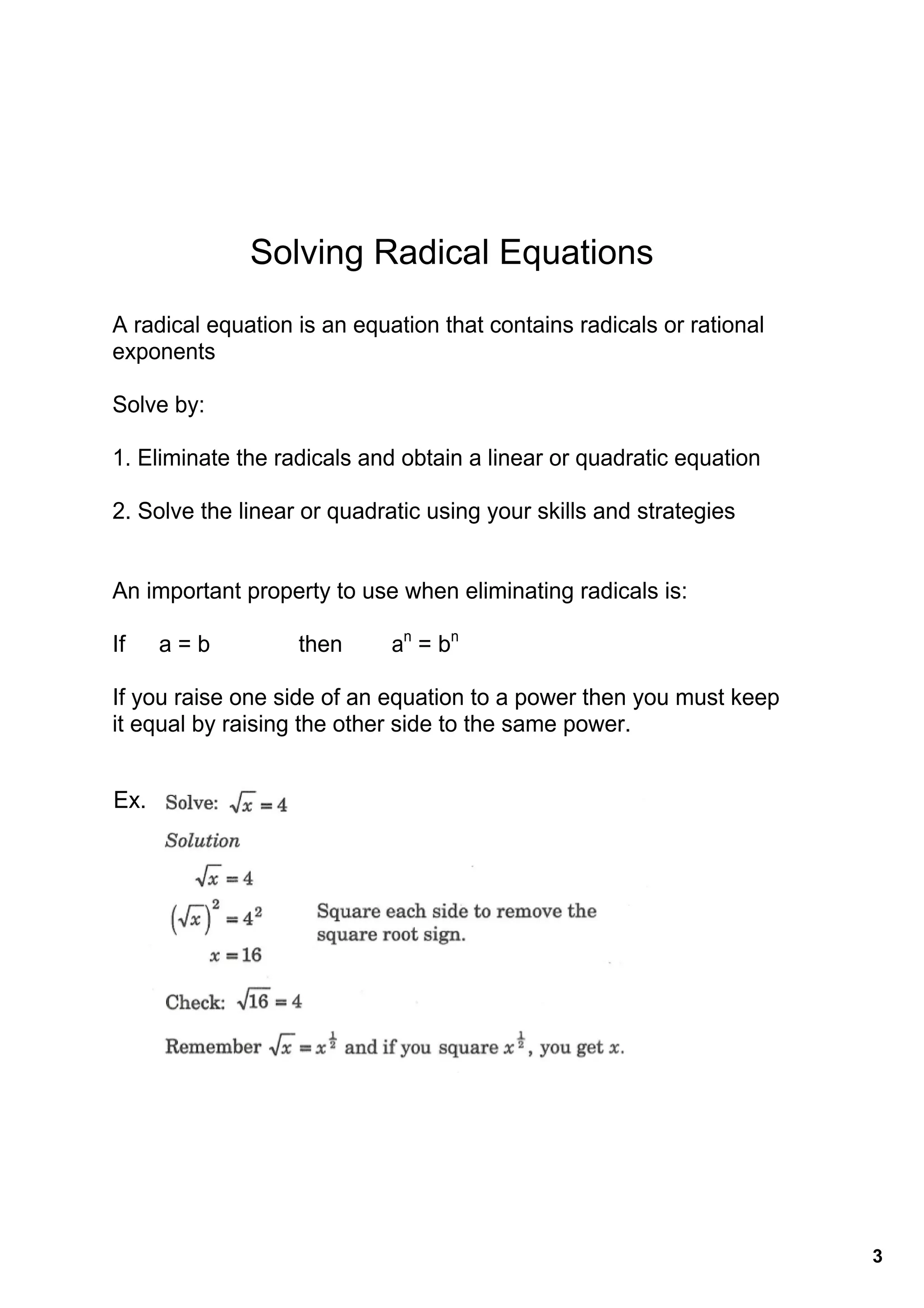 Oct. 27 Solving Radical Equations | PDF | Physics | Science
