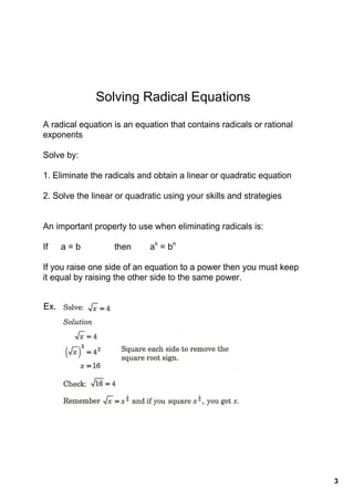 Oct. 27 Solving Radical Equations | PDF