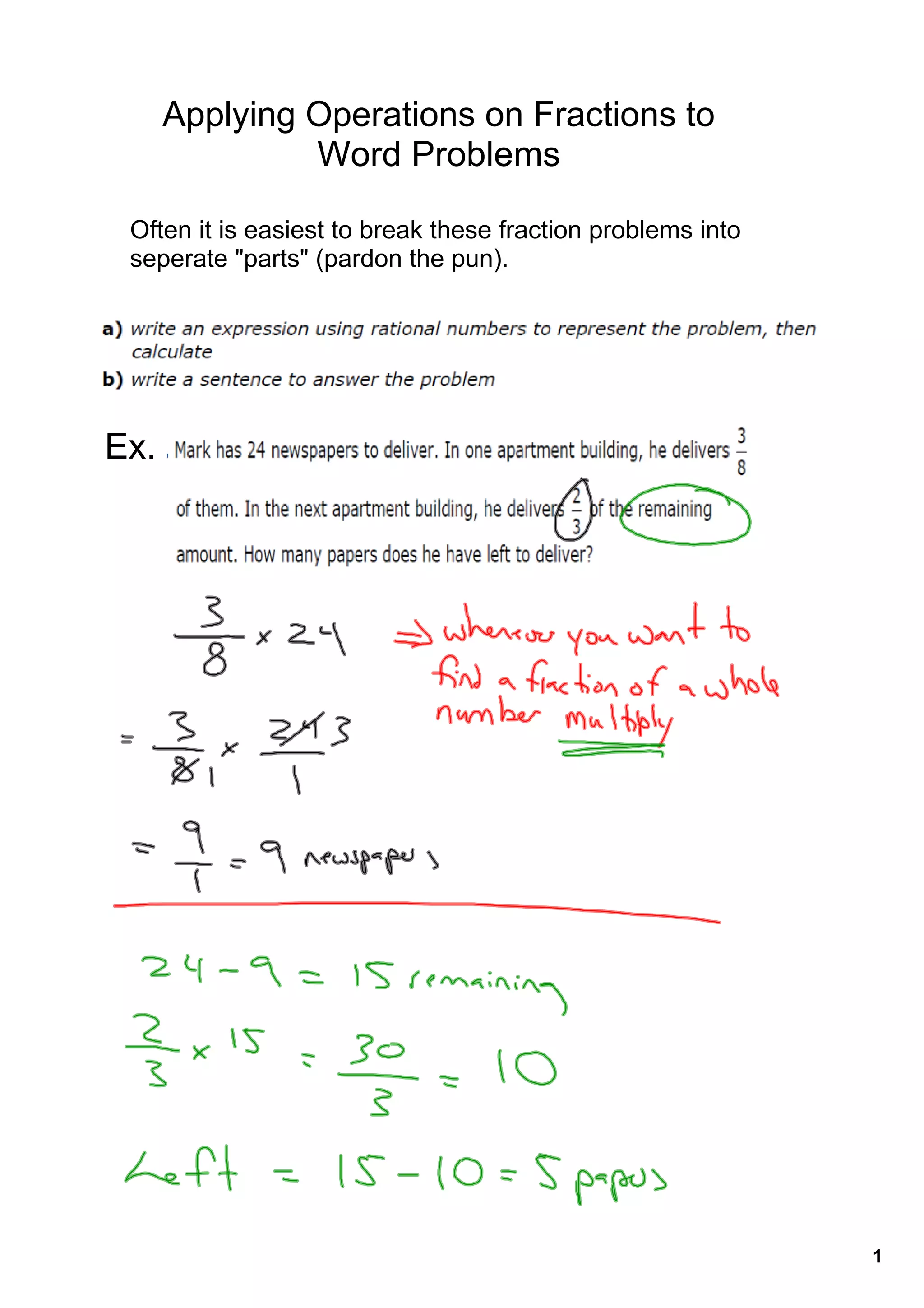 Oct. 28 Fractions Word Problems | PDF | Homework and Study | Education