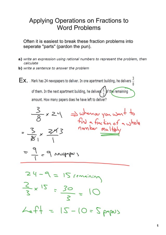 Oct. 28 Fractions Word Problems | PDF | Homework and Study | Education