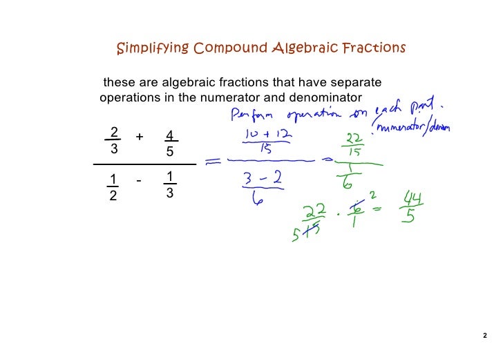 Oct. 30 Compound Algebraic Fractions