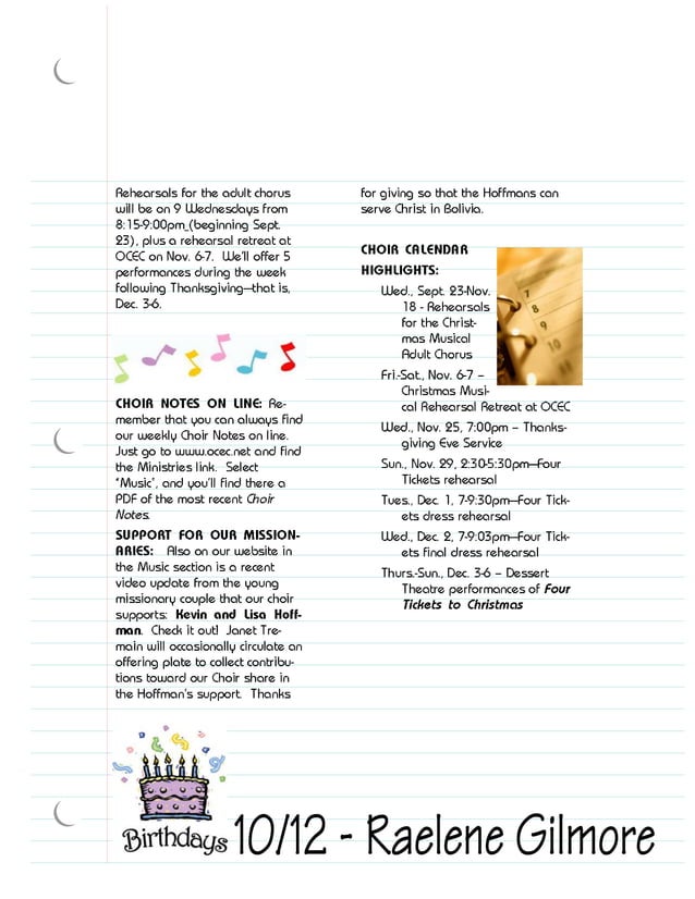 Oct 09 Choir Notes | PDF