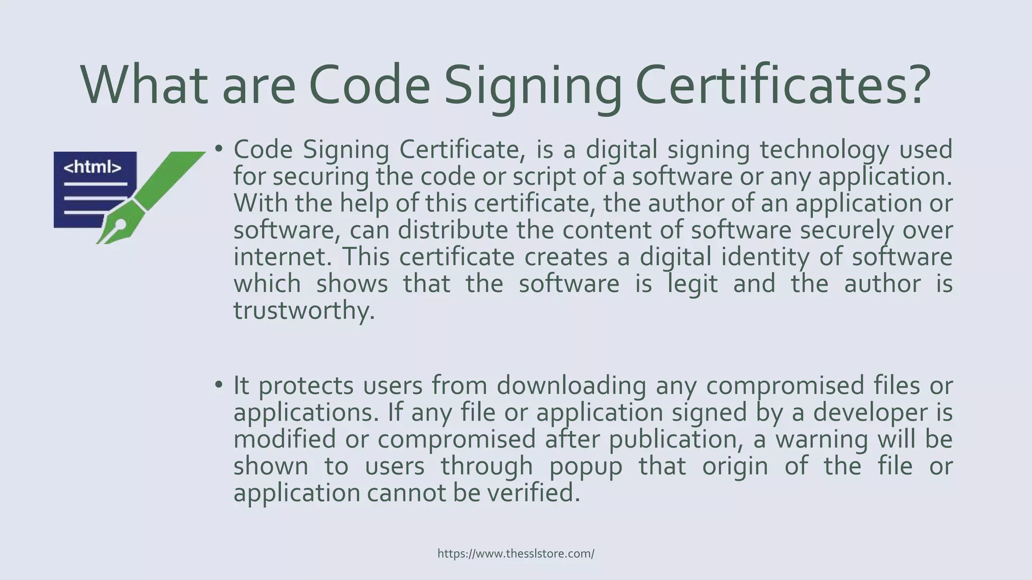 Code Signing Certificate | PPTX | Computing | Technology & Computing