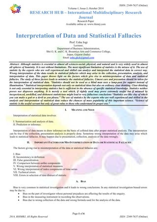 Interpretation of Data and Statistical Fallacies | PDF