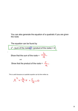 Oct 19 And 20 Notes Quadratics roots and substitution | PDF