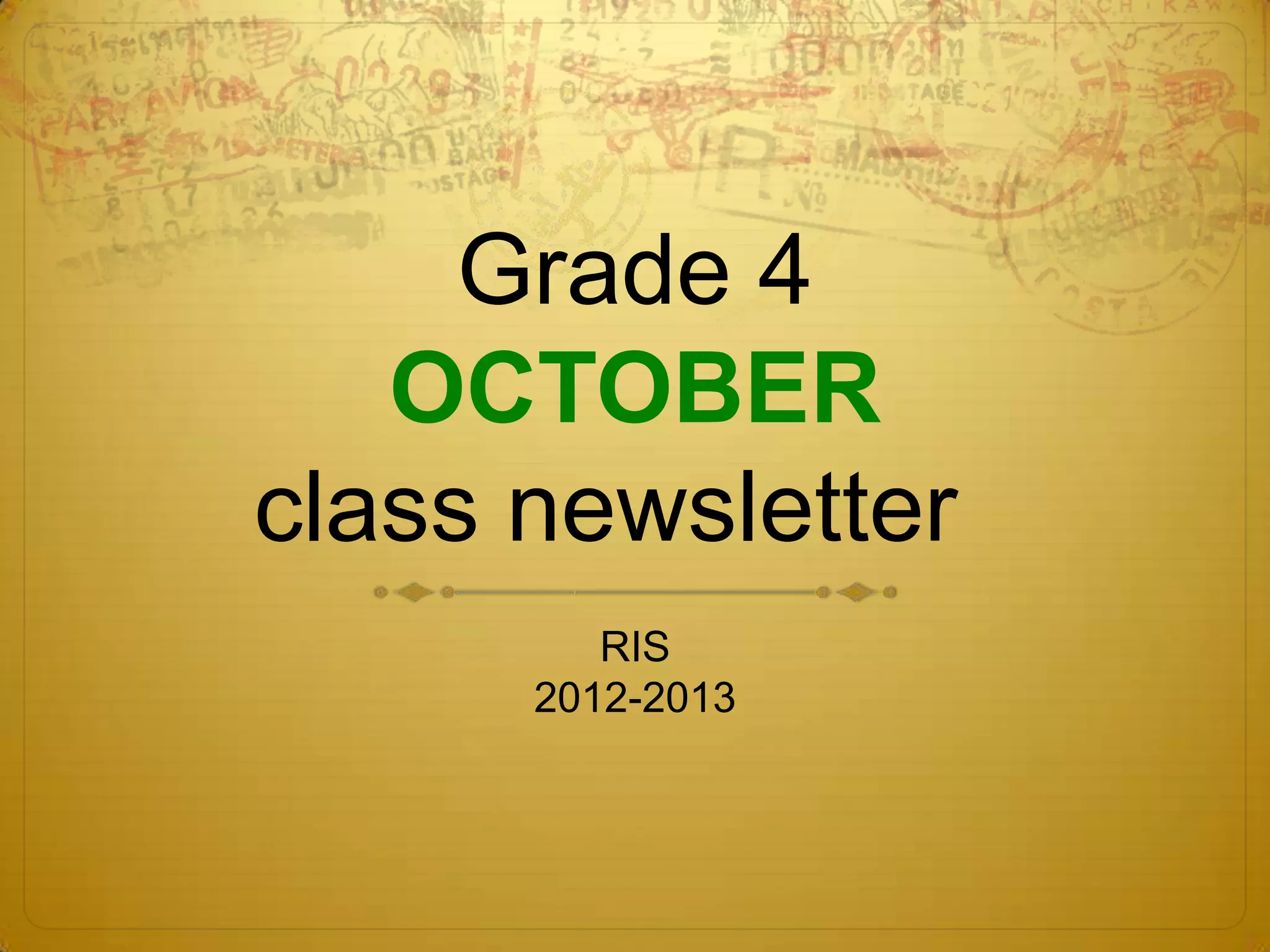 Grade 4 October Newsletter | PPT