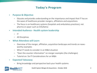 Health System Mergers & Acquisitions: Considerations for IT | PPTX
